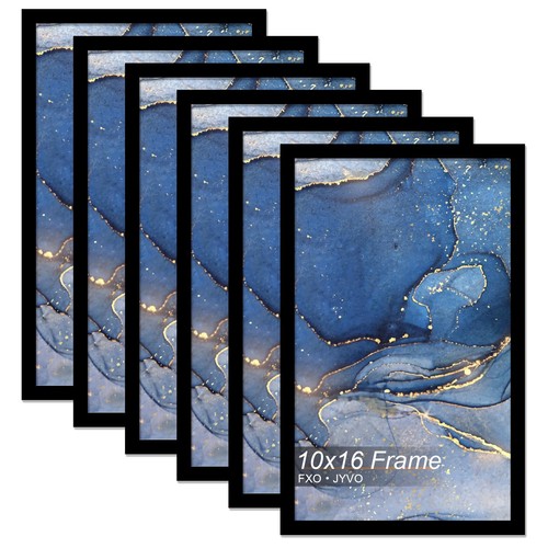 10x16 Picture Frame Set of 6, Black Frame for 10 x 16 Inch Picture ...
