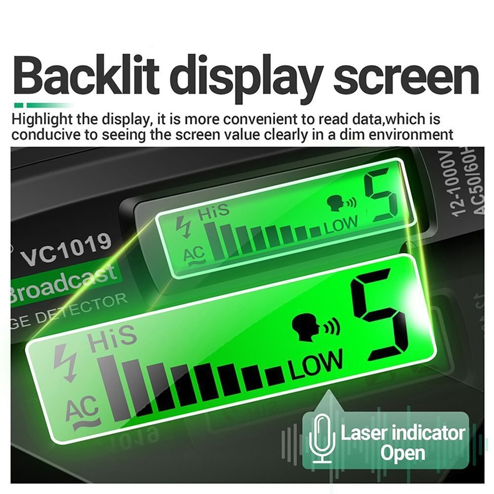 12V-1000V Positioning Voltage Tester Electric Wire Detector Test Pen ...