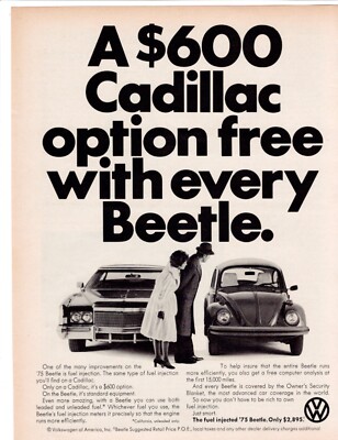 VOLKSWAGEN Vintage 1975 Print Ad ~ $600 Cadillac Option Free with Every ...