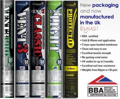 CROMAR Breathable Membrane BUY BY THE METRE Roofing Felt Roll UNDER ...