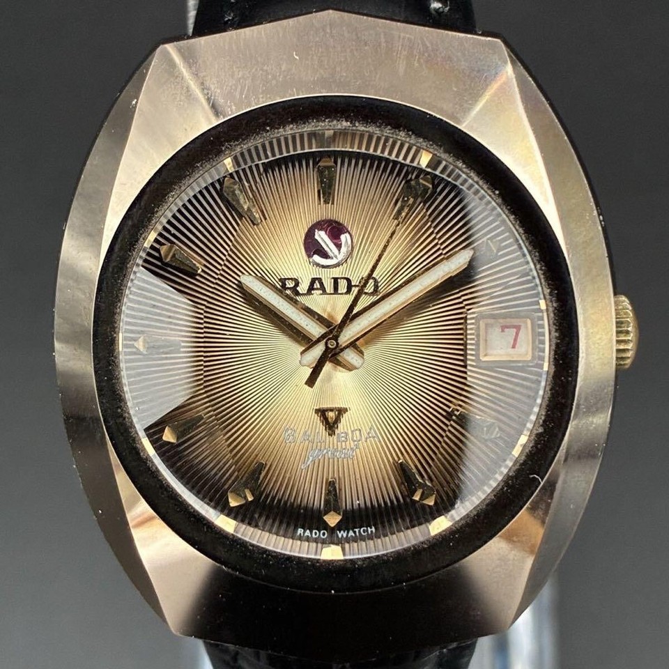 Rare RADO Balboa 1970s Mens Automatic Date Cut Glass Watch 35mm Wrist ...