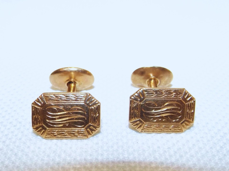 BEAUTIFUL 14K ANTIQUE MEN GOLD CUFFLINKS 1920s | eBay