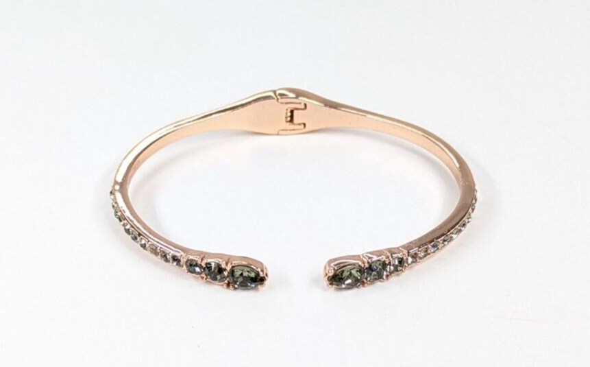 Givenchy Rose Gold Tone Smoky Grey Rhinestone Hinged Cuff Bracelet ...