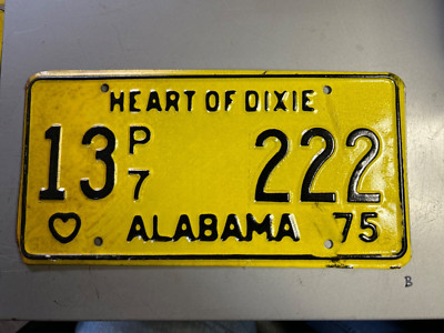 Vintage 1975 Alabama License Plate 13P7 222 | eBay