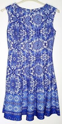 ZARR COLLECTION Women's Sleeveless Fit & Flair Knee Length Dress Blue ...