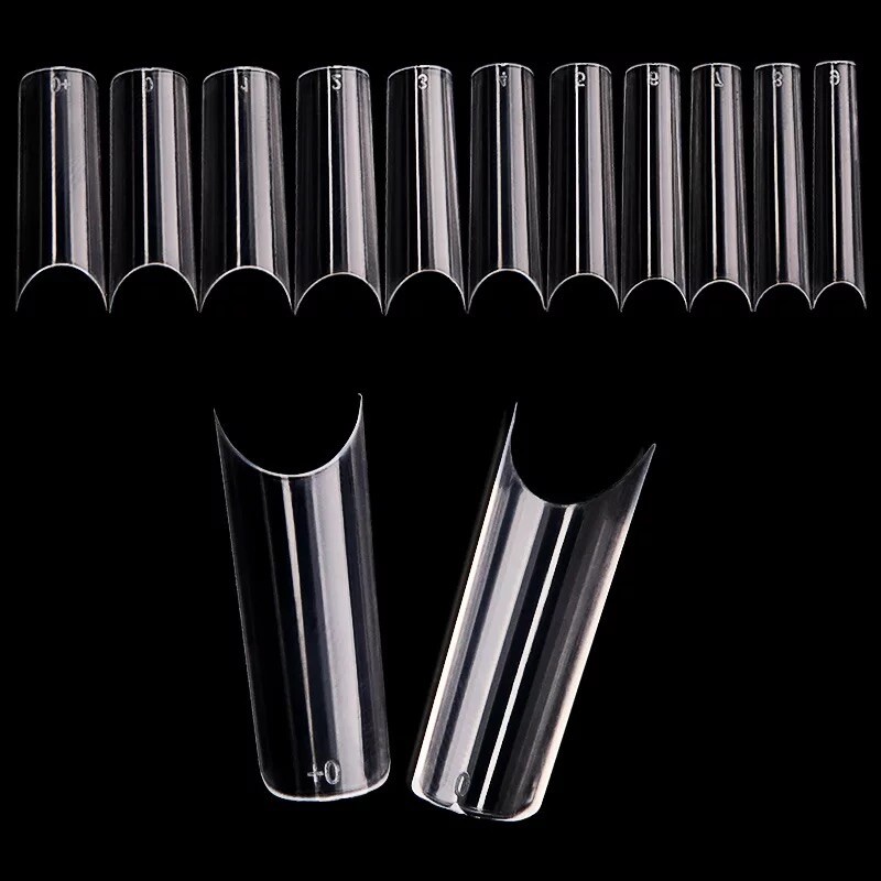 550 Pcs Extra Long C Curve Tapered Square False Nail Tips Acrylic Half ...