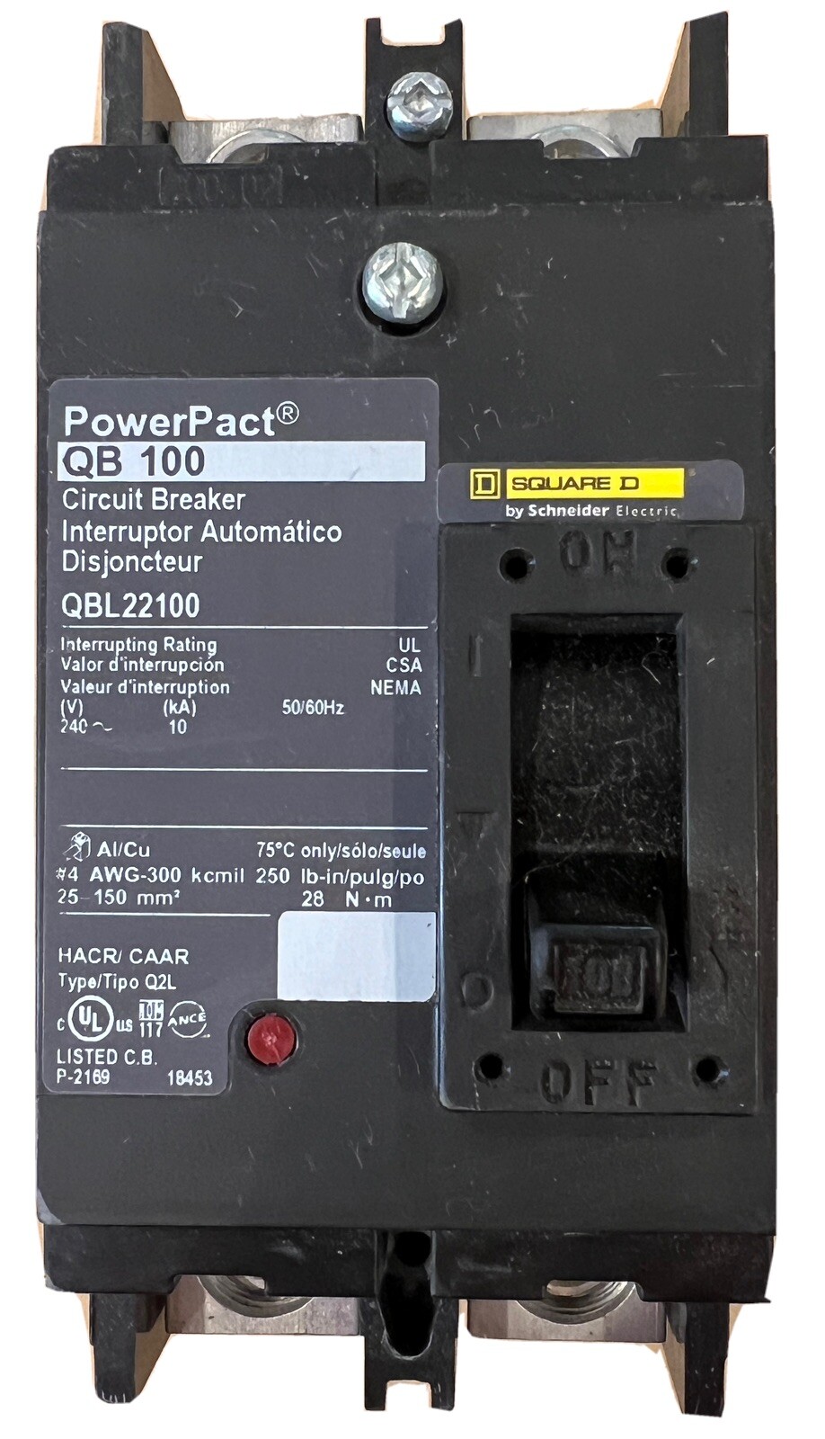 Square D PowerPact QB100 Circuit Breaker QBL22100 | eBay