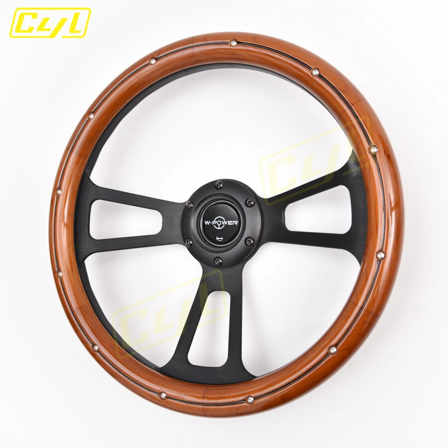 Classic Wood Steering Wheel 14inch Universal Modified Solid Wood ...