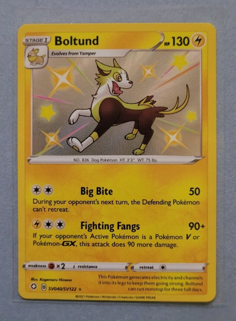 Pokémon TCG Boltund Shining Fates SV040/SV122 Holo Shiny Rare **PACK ...