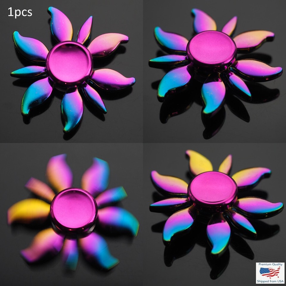 Flaming Sun Star - Hand Fidget SIGN Spinner EDC Neon Rainbow Spinner ...