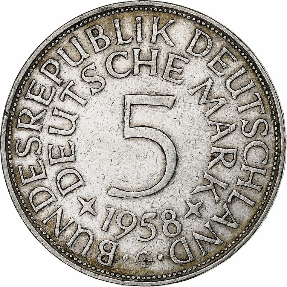 [#1049048] GERMANIA - REPUBBLICA FEDERALE, 5 Mark, 1958, Karlsruhe ...