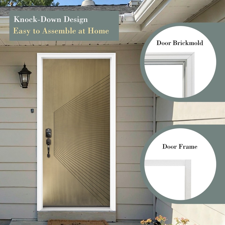 36'' x 80''Fiberglass Exterior KD Door, 4-9/16" Jamb Front Door with ...