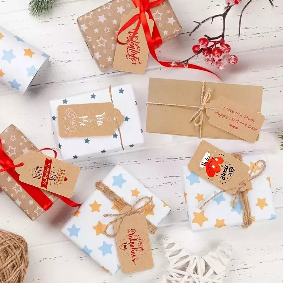100 Pack 2x4 Inch Kraft Paper Tags with Strings for DIY Crafts Arts ...