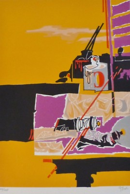 GIANCARIO ISOLA "Composition" Lithograph HAND SIGNED listed Italian ...