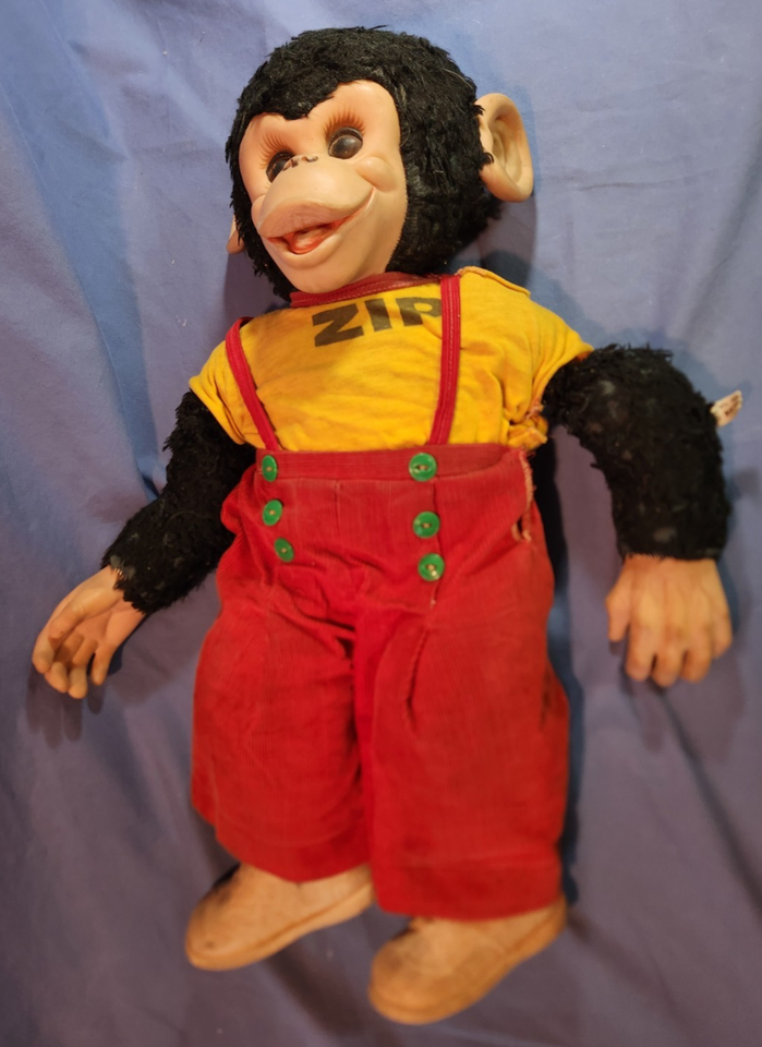 Vtg. Rushton Zip The Monkey Rubber Face Plush Zippy Doll Stuffed Animal ...