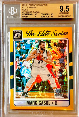 /10 POP 2 BGS 9.5 Marc Gasol 2016-17 Optic 1st Year Gold Prizm Elite ...
