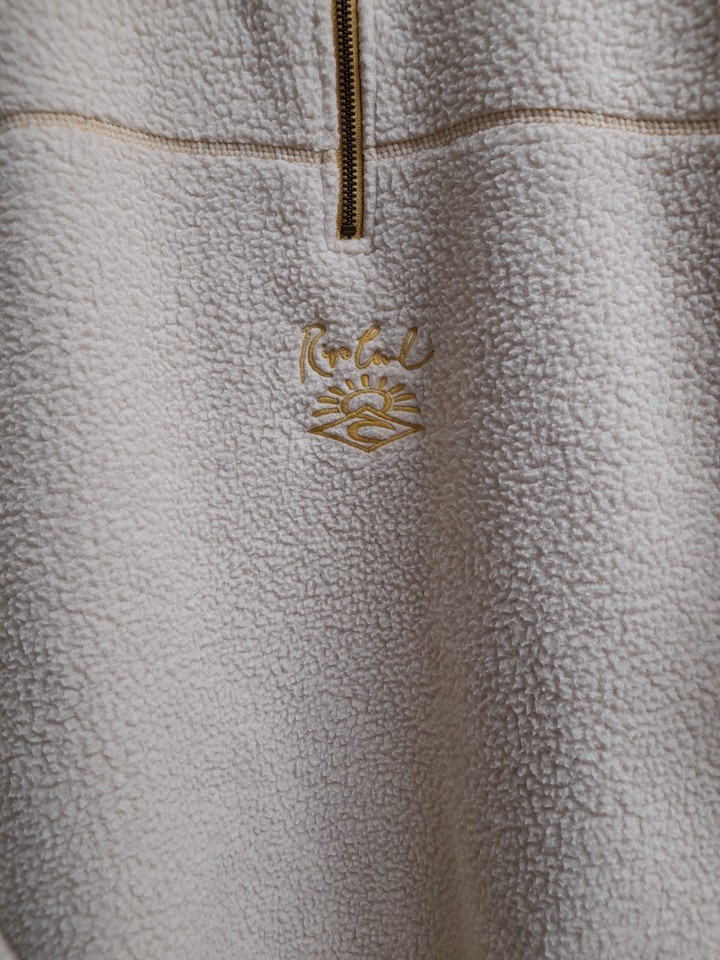 Rip Curl Free Spirit 1/4 Zip Deep Pile Sweatshirt Off White Men's XL ...