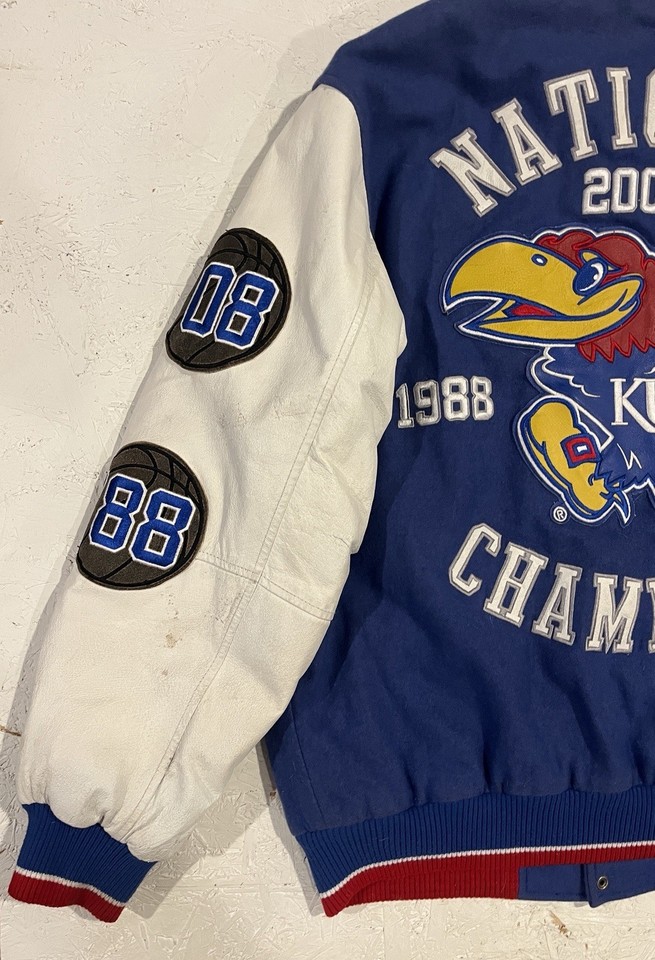 Kansas University KU Jayhawks National Champions 2008 Leather Jacket L ...