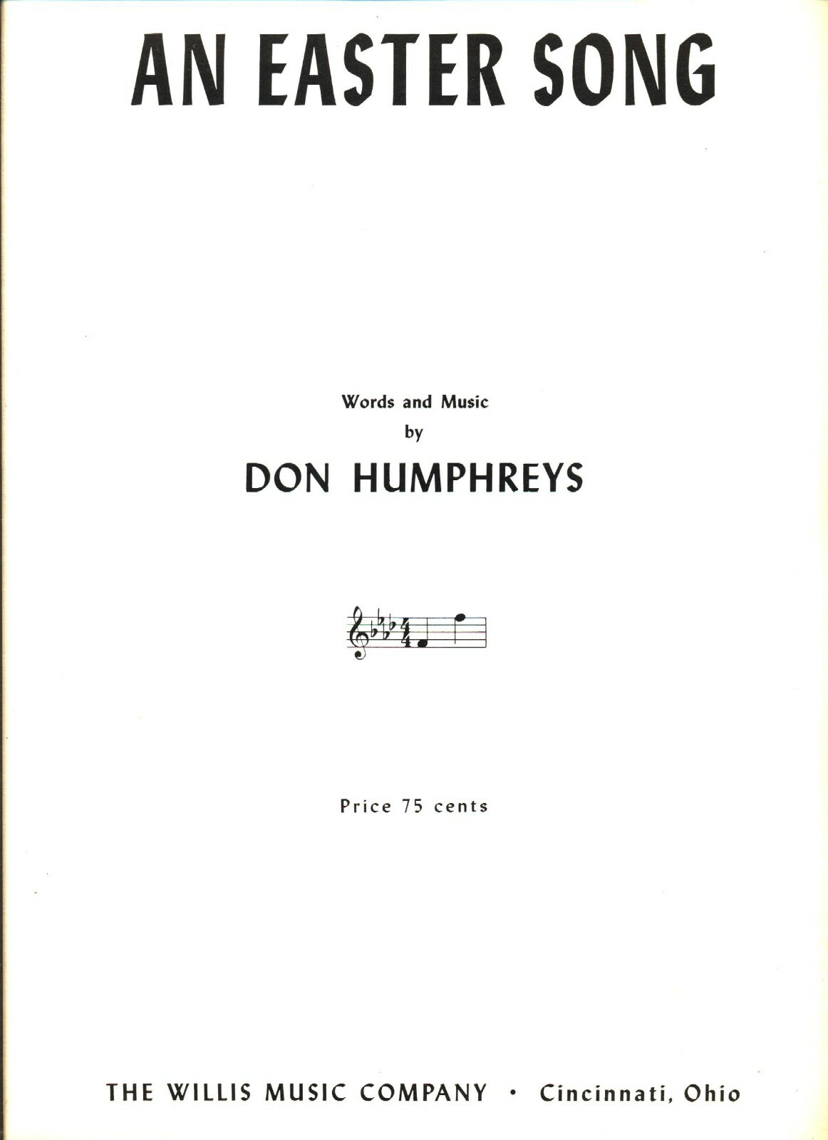 DON HUMPHREYS AN EASTER SONG SHEET MUSIC PIANO/VOCAL EXTREMELY RARE ...