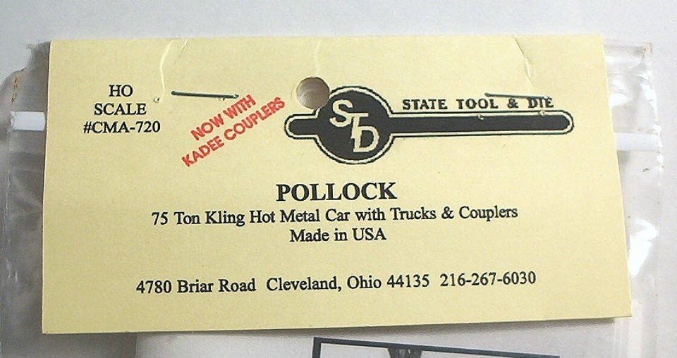 STATE TOOL & DIE No. CMA-720 HO POLLOCK 75 TON KLING MOLTEN METAL CAR KIT | eBay