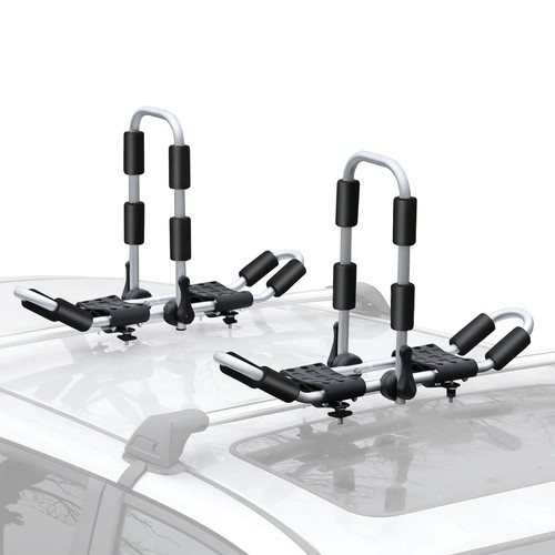 2 in 1 Aluminum Folding Kayak Rack J Bar Car Roof Rack with 4 pcs Tie ...