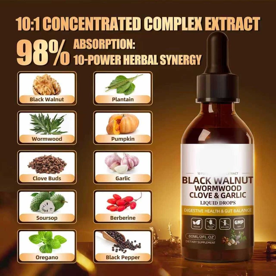 Parasite Cleanse - Black Walnut, Wormwood, Clove & Garlic Liquid Drops ...