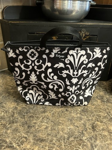 Thirty One Insulated Lunch Tote Bag Black Damask Print | eBay