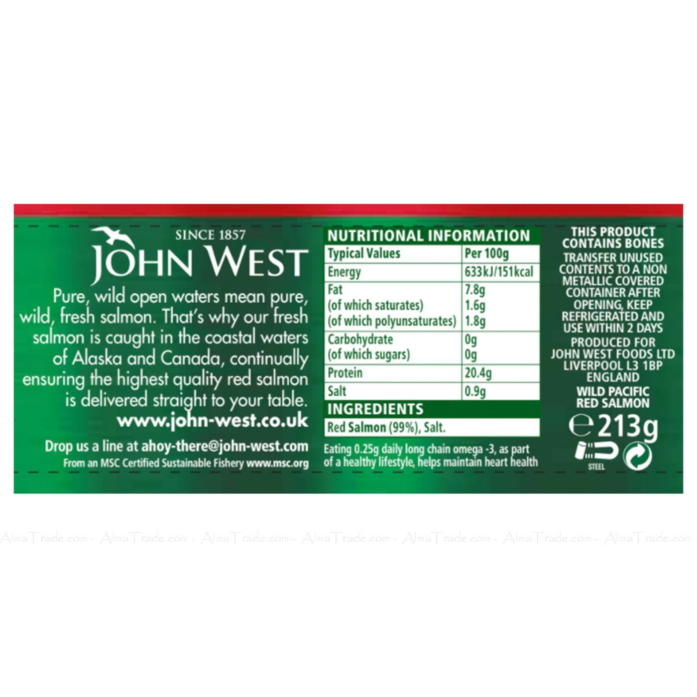 John West Wild Pacific Red Salmon Pure Fresh Seafood Fish Tin Pack 3 ...