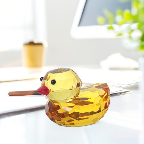 Yellow Crystal Duck Figurines Collectible Glass Animal Ornament Table ...