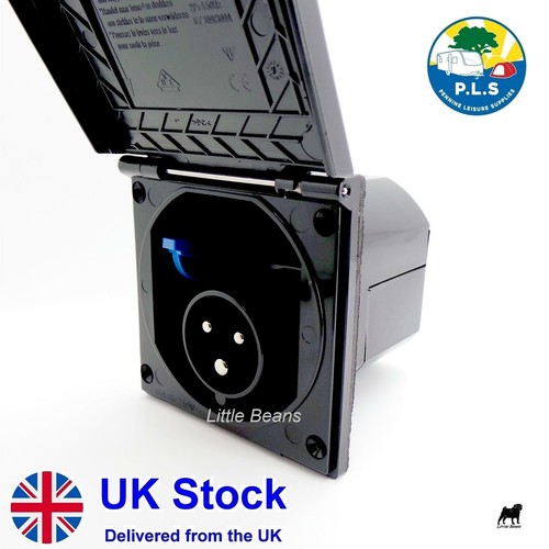 230V Mains Hook Up Inlet Socket Caravan VW Motorhome Flush Fitting ...