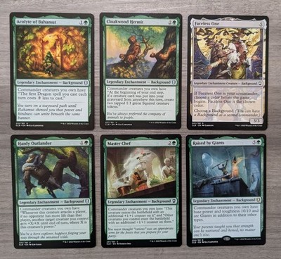 MTG Magic Set of 6 Green Legendary Enchantment Background Commander ...