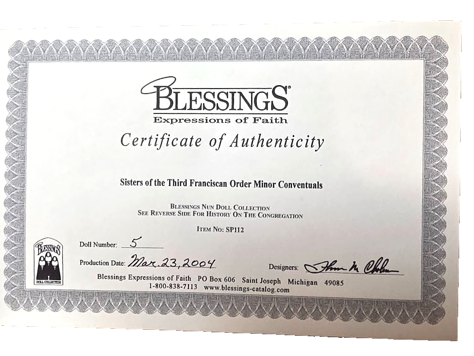 Blessings Nun Doll Sisters of The Third Franciscan Order Minor ...