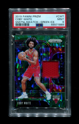 2019 COBY WHITE PANINI PRIZM SENSATIONAL SWATCH-GREEN ICE /56 PSA 9 | eBay