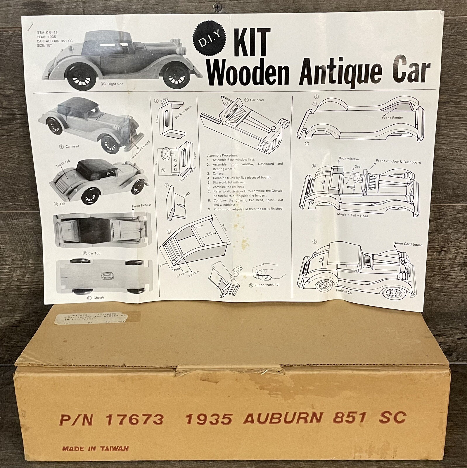 Vintage New Old Stock 1935 AUBURN 851 C Wooden Car Kit | eBay