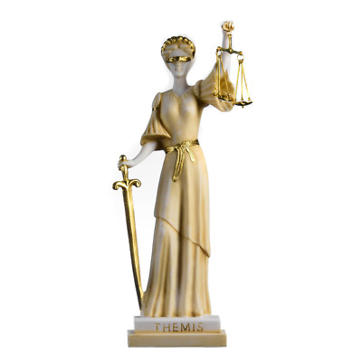 Greek Goddess Themis Statue Gold Color Blind Lady Justice Sculpture ...
