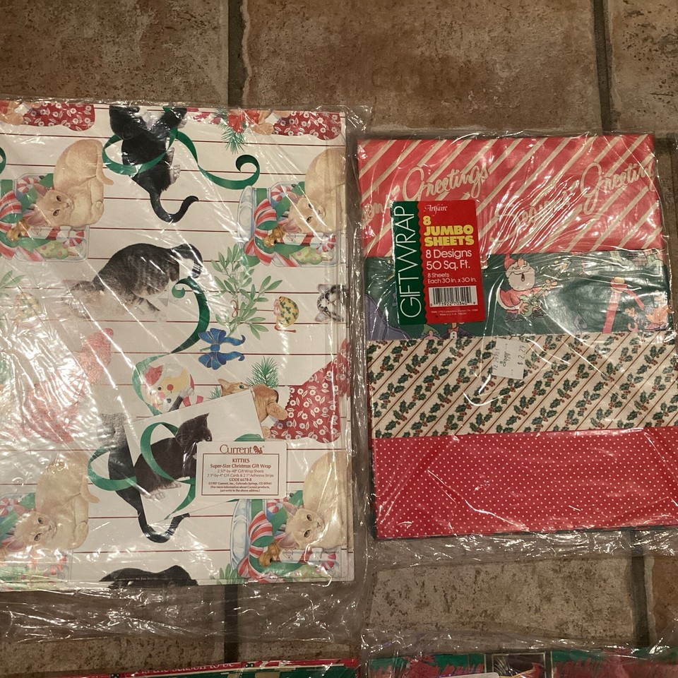 Vintage Christmas Wrapping Paper Made In USA- Lot of 48 Sheets- Plus ...