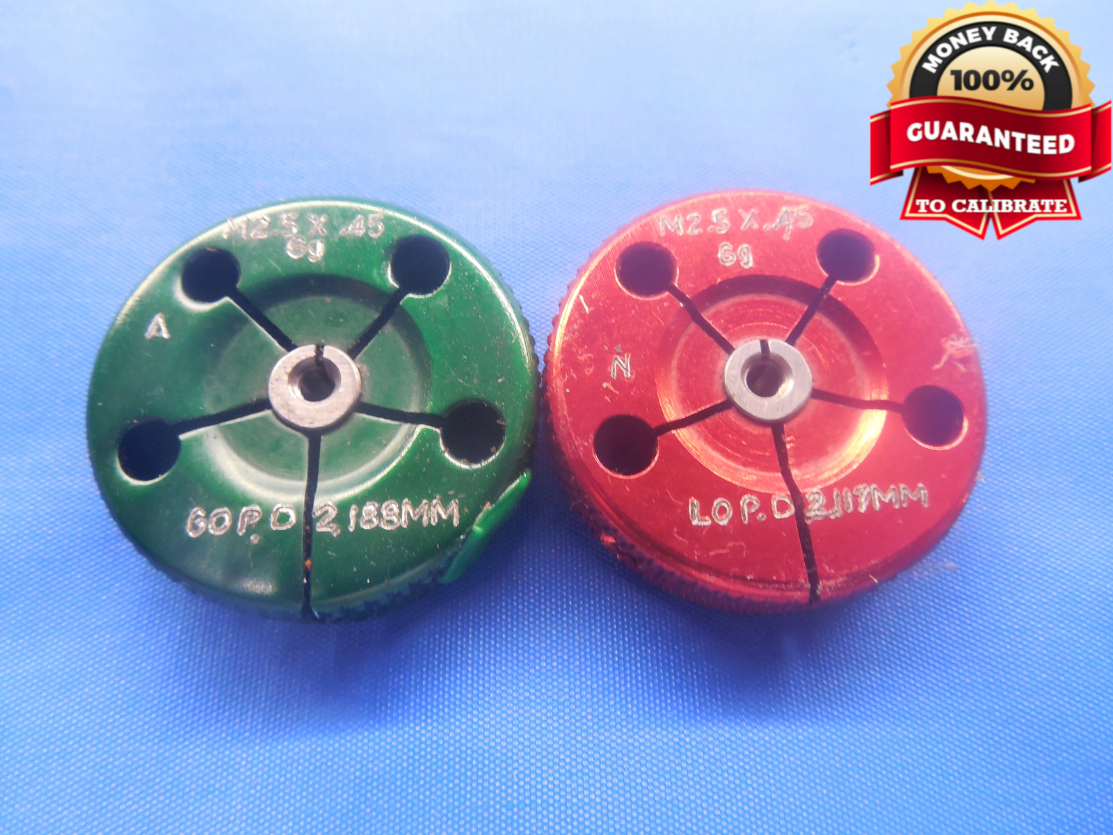 M2.5 X .45 6g METRIC THREAD RING GAGES 2.5 0.45 GO NO GO P.D.'S = 2.188 ...