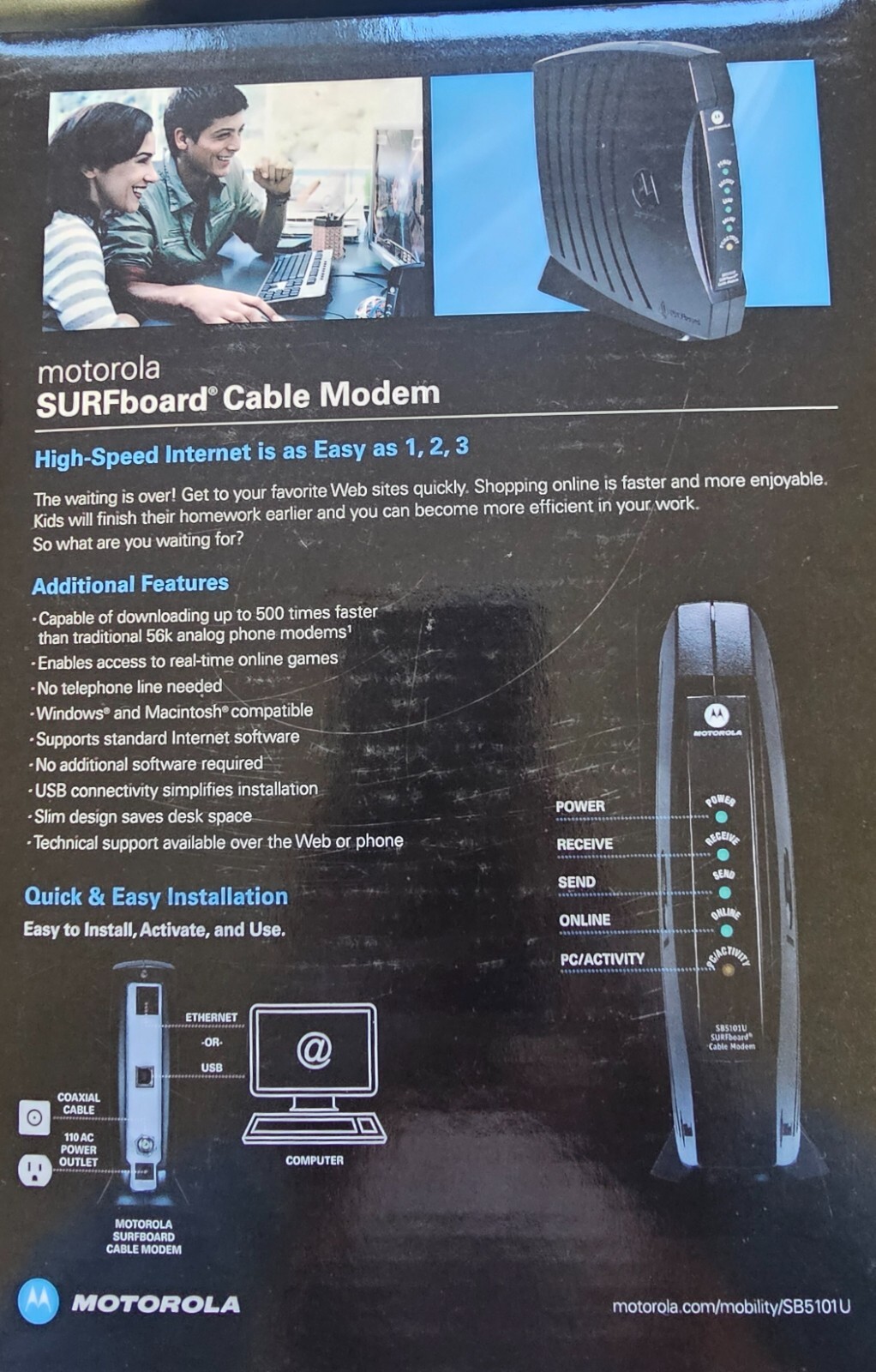 Motorola SURFboard SB5101U 38.91 Mbps Cable Modem, New, Open Box ...