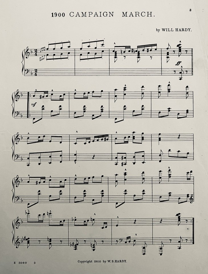 rare PRESIDENT 1900 ELECTION sheet music WILLIAM McKINLEY Bryan TEDDY ...