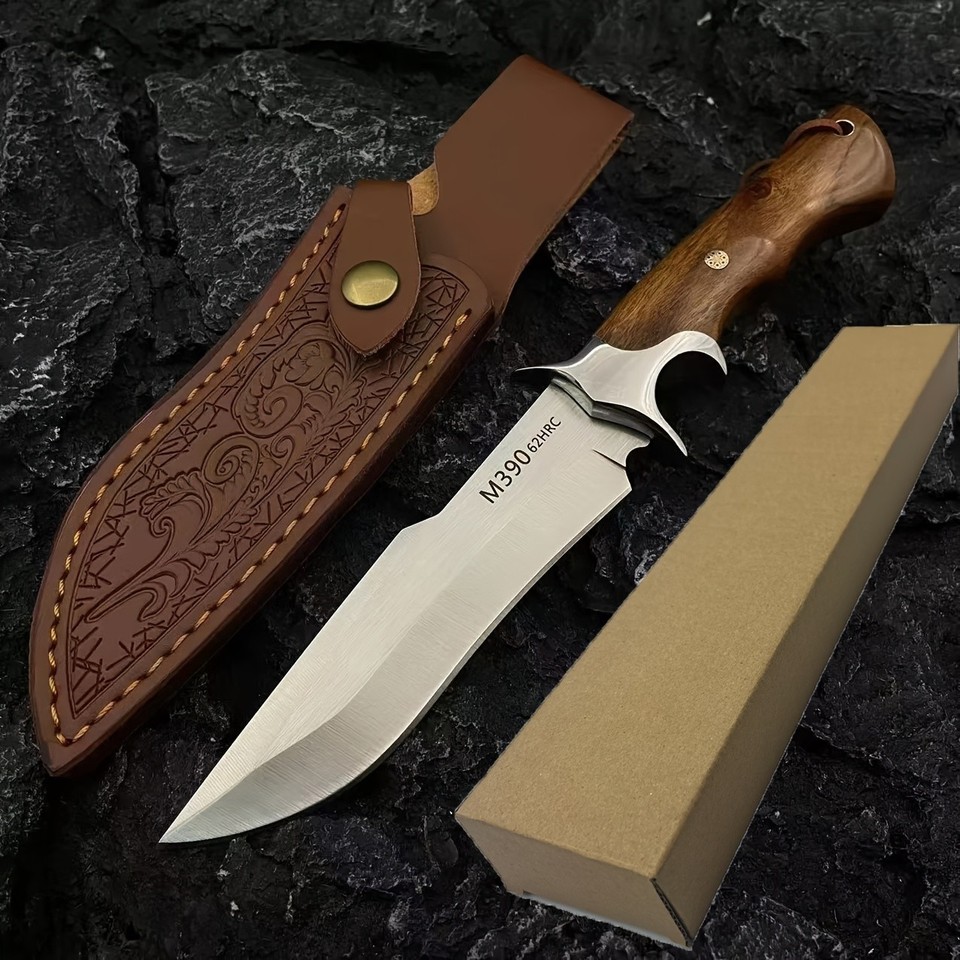 Hand Forged damascus Fixed Blade Knife Wooden Handle Leather Sheath | eBay
