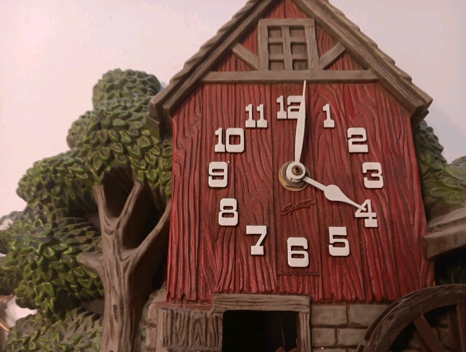 Vintage MCM, Spartus, Water Wheel Mill, Wall Clock, Works, Wheel Moves ...