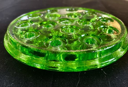 Vintage Green Depression Glass Flower Frog Cottage Farmhouse Garden ...