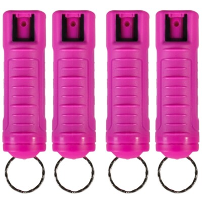 4 PACK Police Magnum pepper spray 1/2oz Hot Pink Molded Keychain Case ...