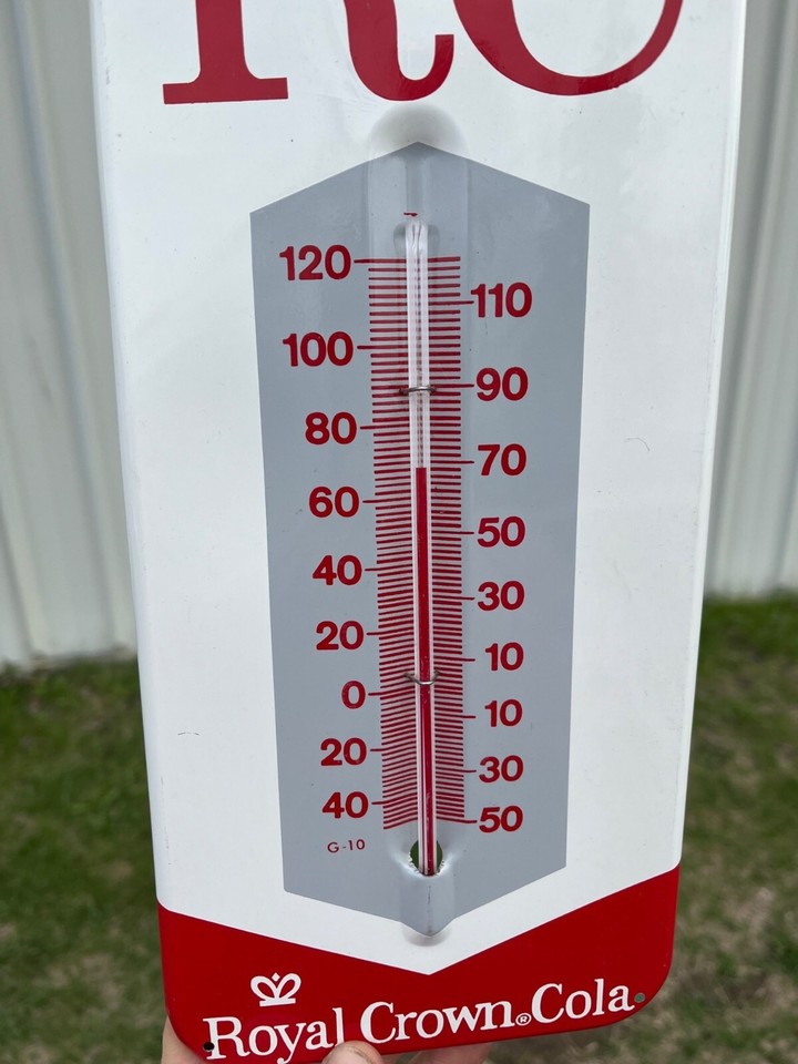 c.1950s Original Vintage Enjoy RC Cola Sign Metal Thermometer Royal ...