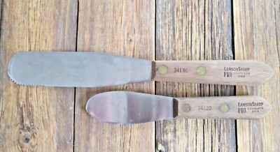 LAMSON SHARP PRO Set 2 Knife Serrated 34186 & 34120 Wood Handle Riveted ...
