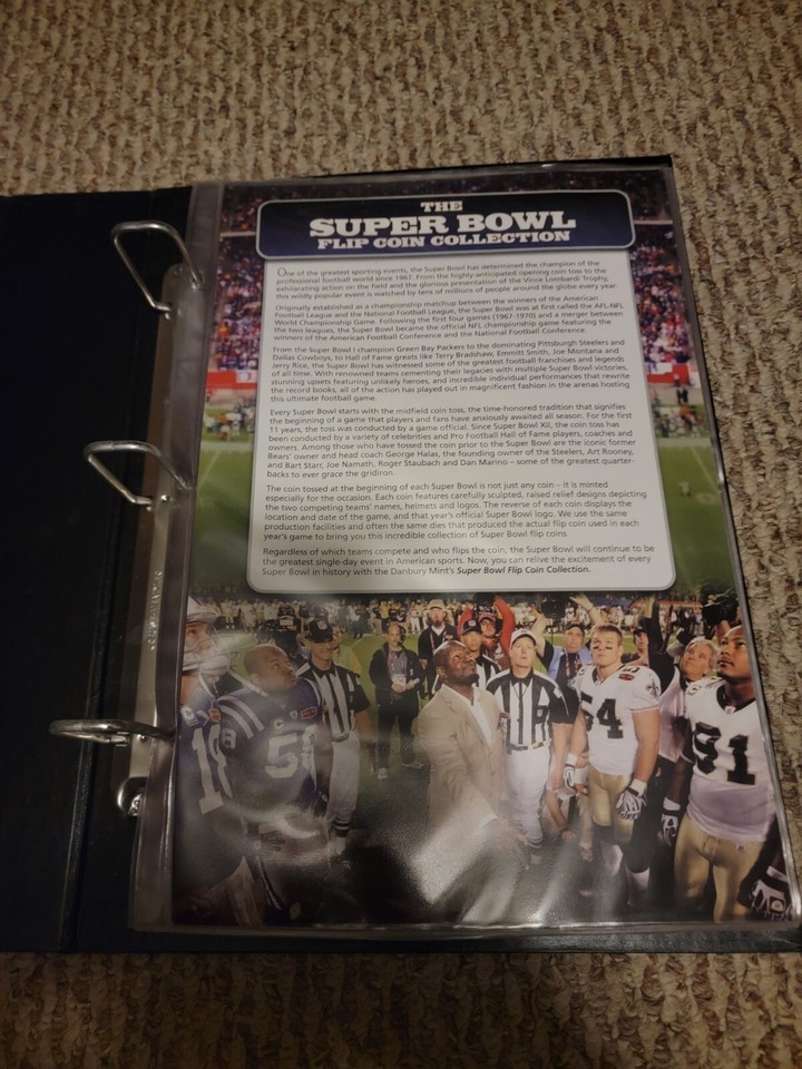 Vintage Danbury Mint NFL Super Bowl Flip Coin Collection Binder with 4 ...