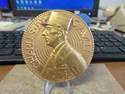 France / Charles De Gaulle President by Albert De Jaeger Gilt Bronze ...