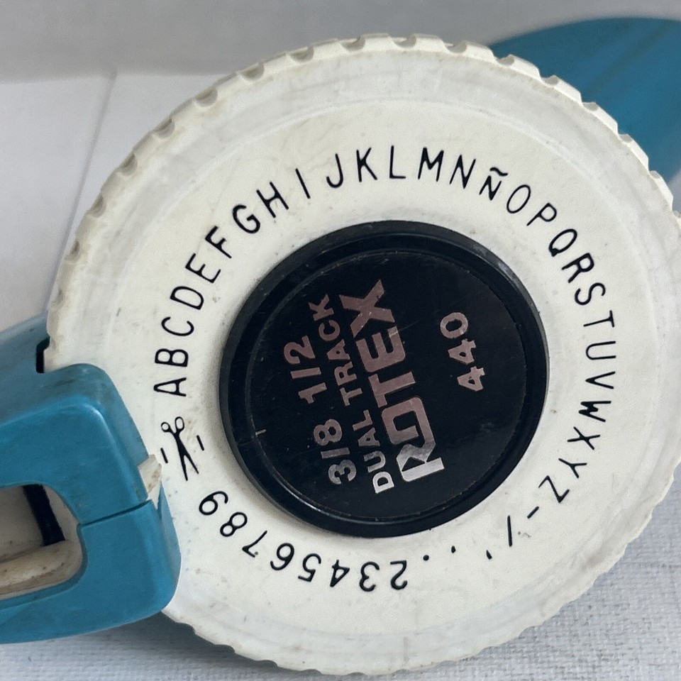 Working Vintage ROTEX 440 Lettering Label Maker Tool Dual Track Teal 3/ ...