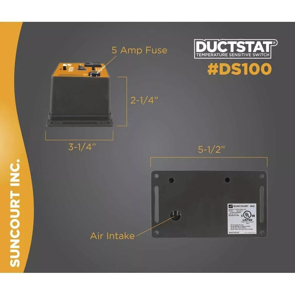 Suncourt Original Ductstat Temperature Sensitive Plug-In Duct Fan ...