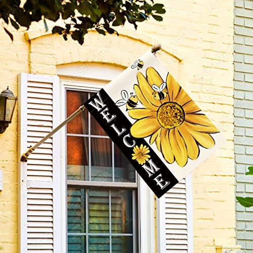 Spring Summer Bee Sunflower House Flag 28x40 Inch Double House Size-28 ...